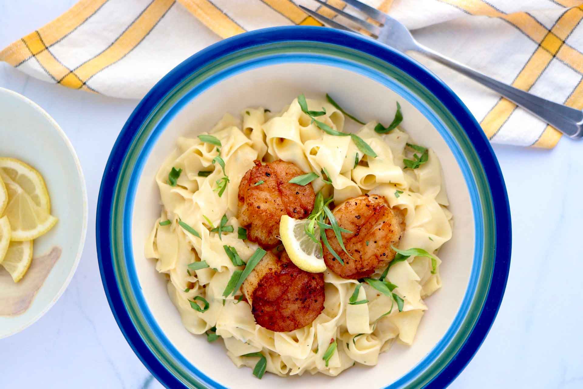 Creamy Lemon Pasta with Scallops and Tarragon - Dough Wines